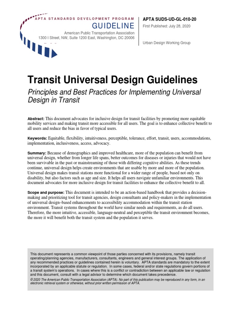 Universal Design Guidelines for Transit | PDF