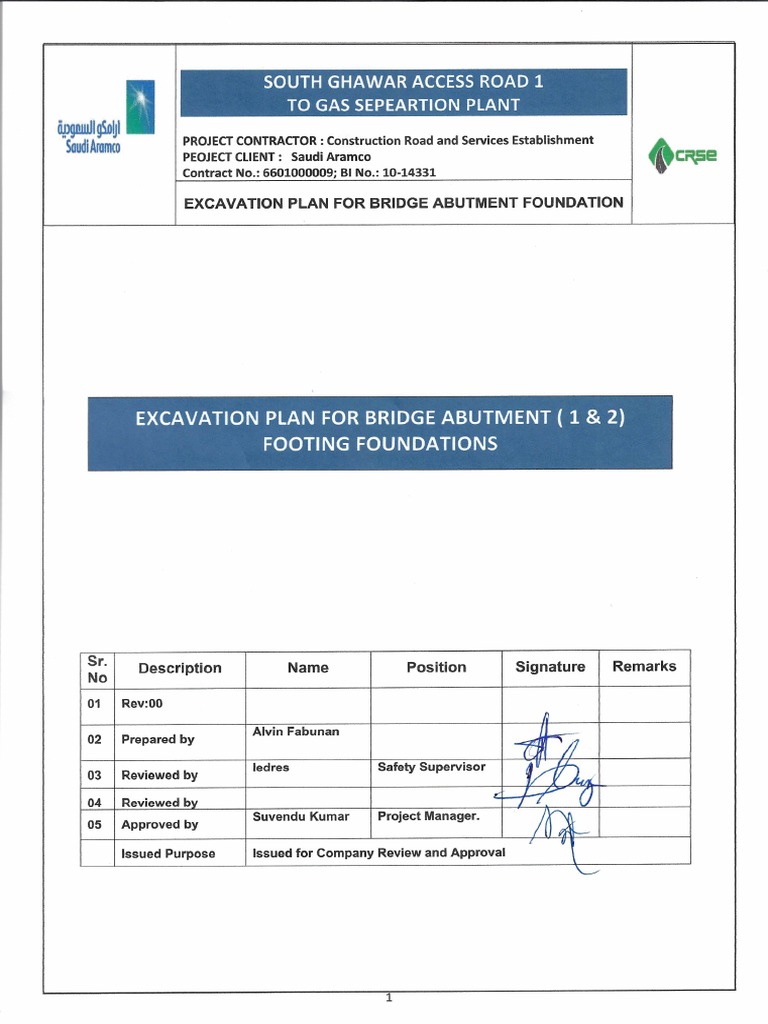1.excavation Plan of Bridge Abutment Foundation | PDF