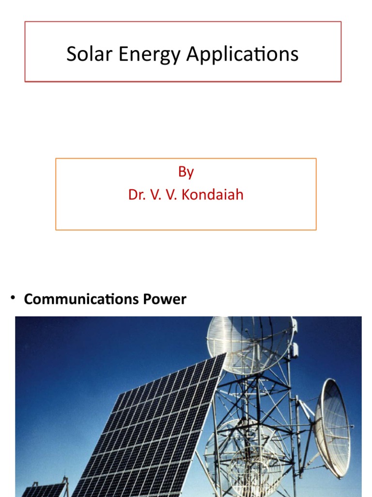 NCES-Applications of Solar Energy | PDF | Solar Power | Solar Energy