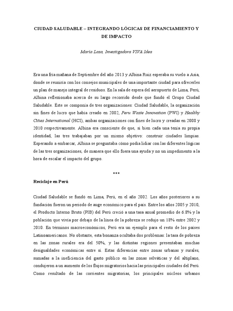 Caso Ciudad Saludable | PDF | Ciencias sociales