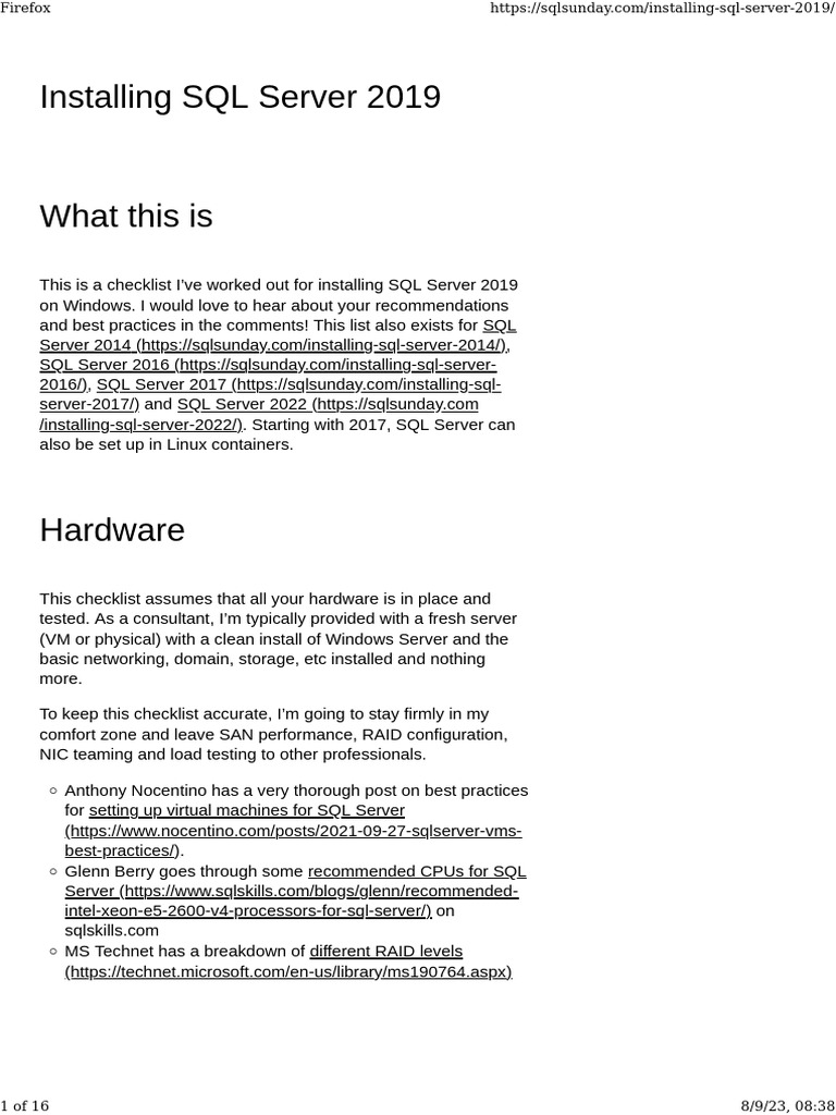 Installing SQL Server 2019 | PDF