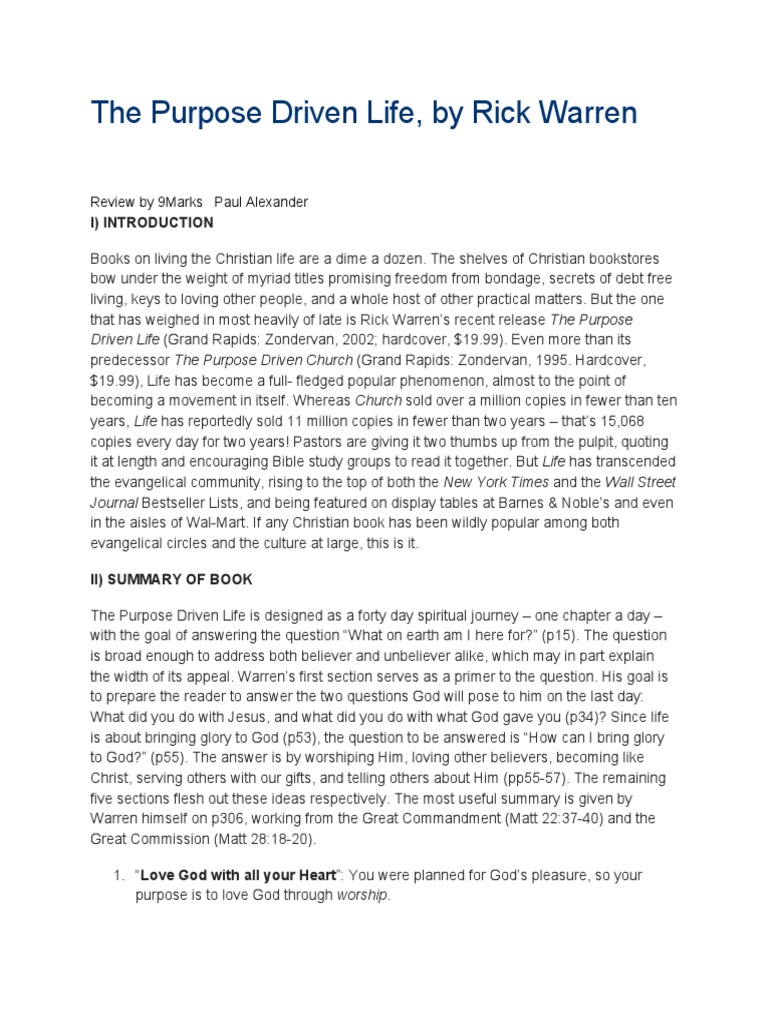 The Purpose Driven Life, by Rick Warren | PDF The Purpose Driven Life, by Rick Warren | PDF