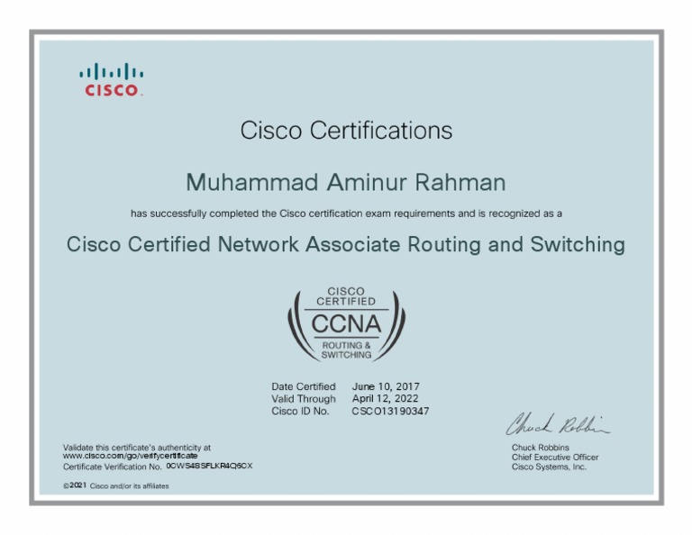 Cisco Certified Network Associate Routing and Switching Certificate | PDF