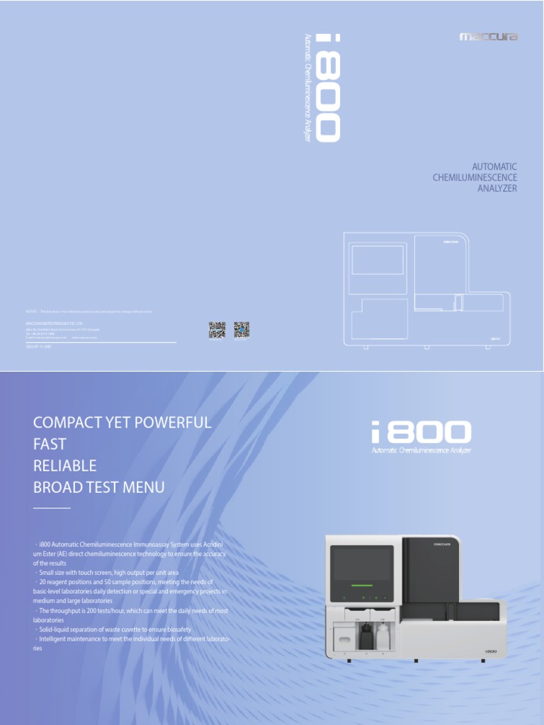 Maccura i800 Chemiluminescence Analyzer | PDF | Immunoassay | Medical ...