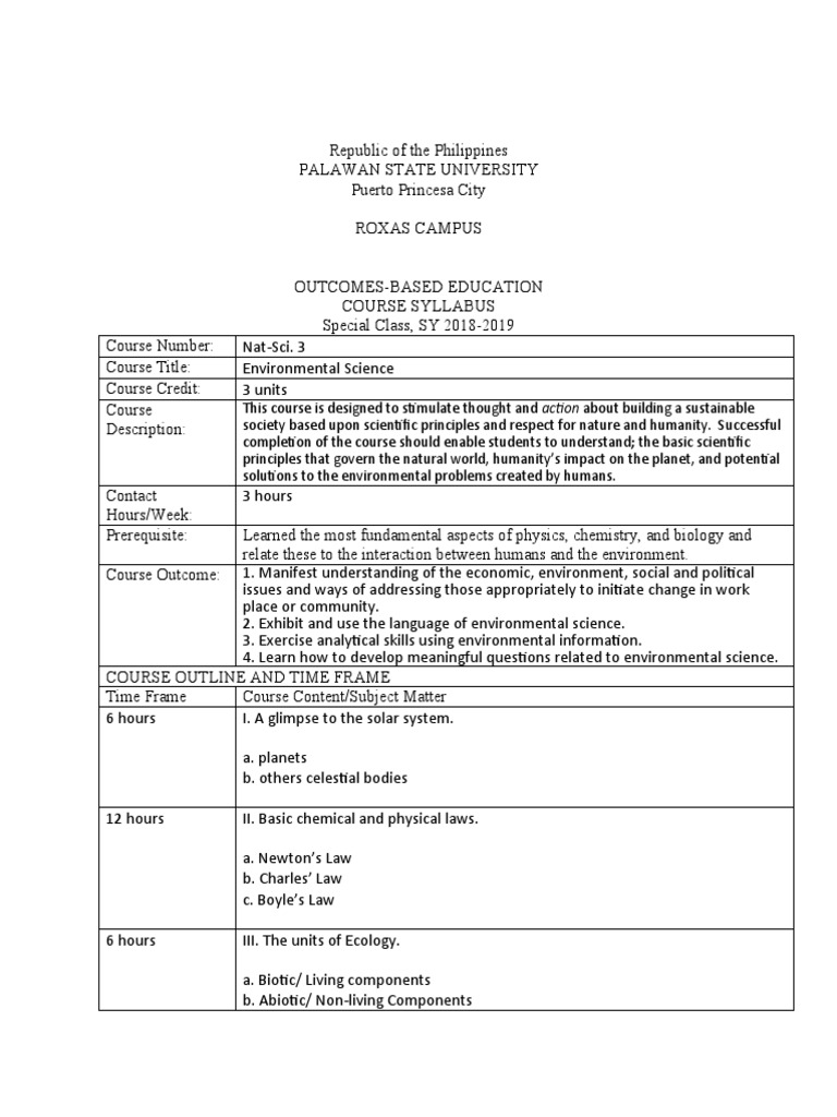 Nat Sci Syllabus | PDF