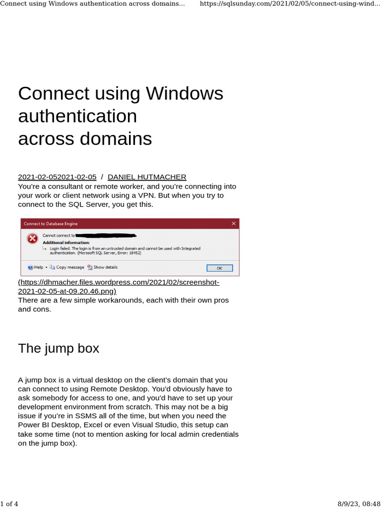 Connect Using Windows Authentication Across Domains Pdf