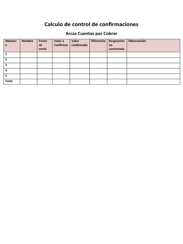 Calculo de Control de Confirmaciones | PDF