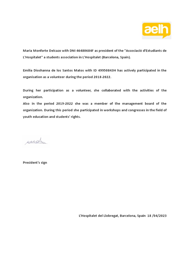 Attestation AELH | PDF