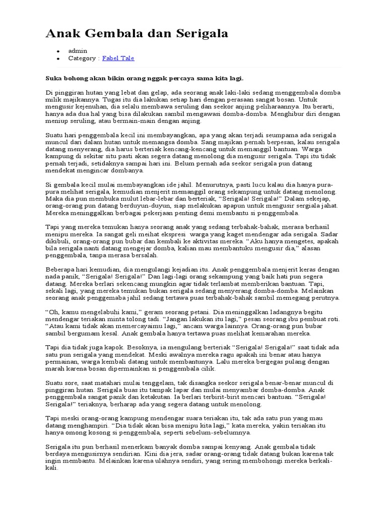 Anak Gembala Dan Serigala Pdf