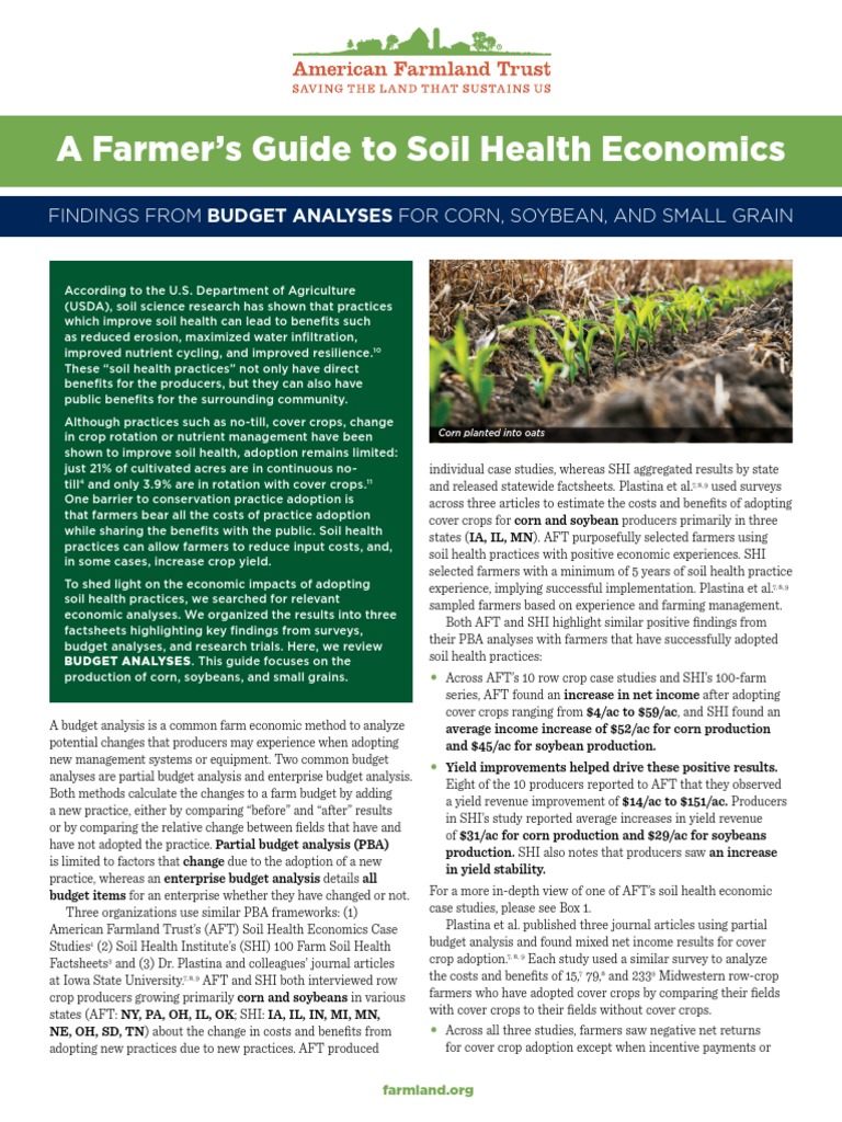 AFT Farmer Guide To Soil Health Economics Budget Analyses | PDF