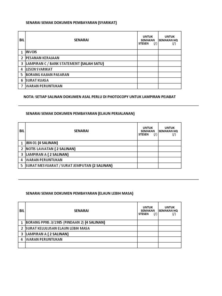 Senarai Semak | PDF