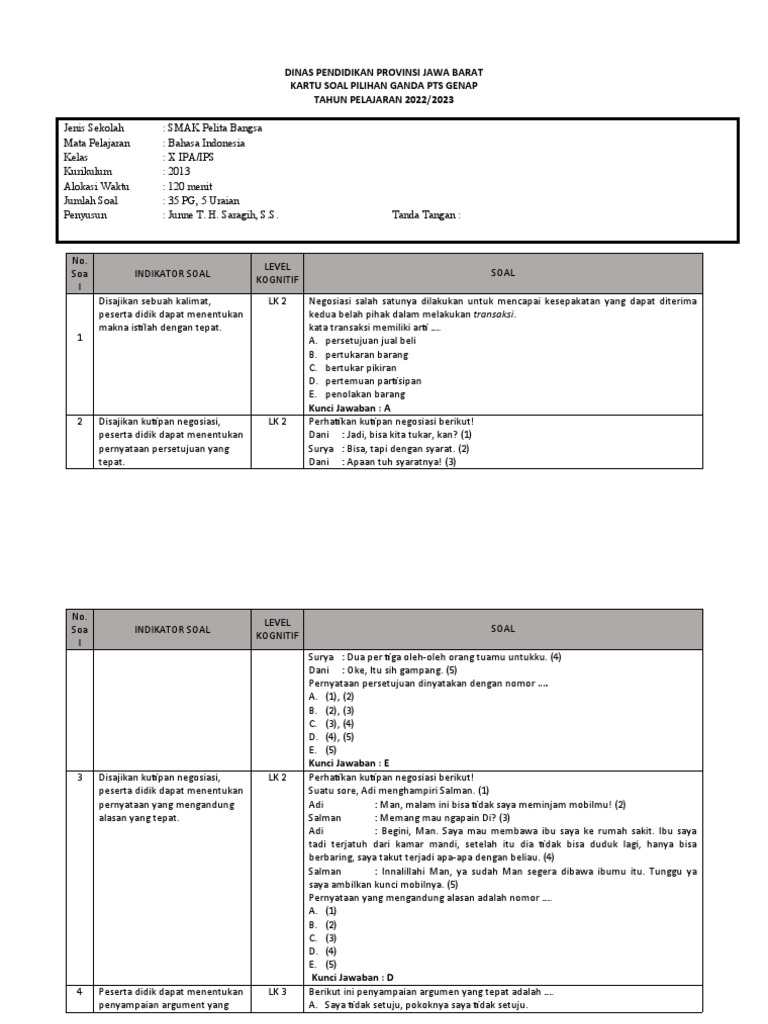 Karso PTS B.ind KLS 10 2023 | PDF