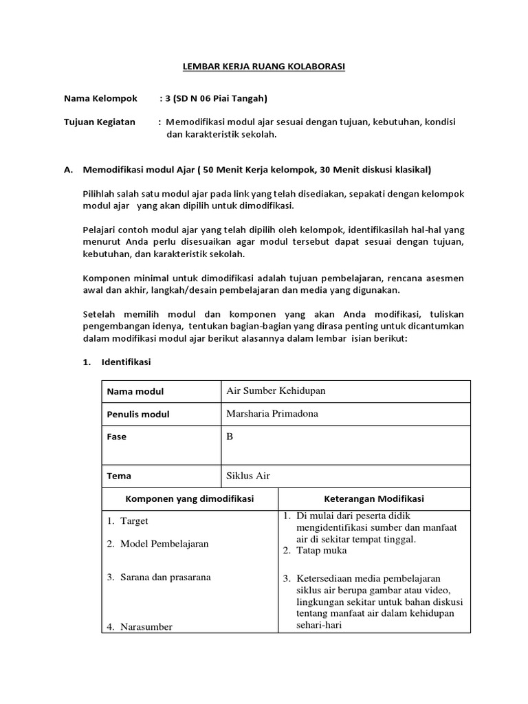 KELOMPOK 3.LEMBAR KERJA RUANG KOLABORASI MP2 Dasmen | PDF