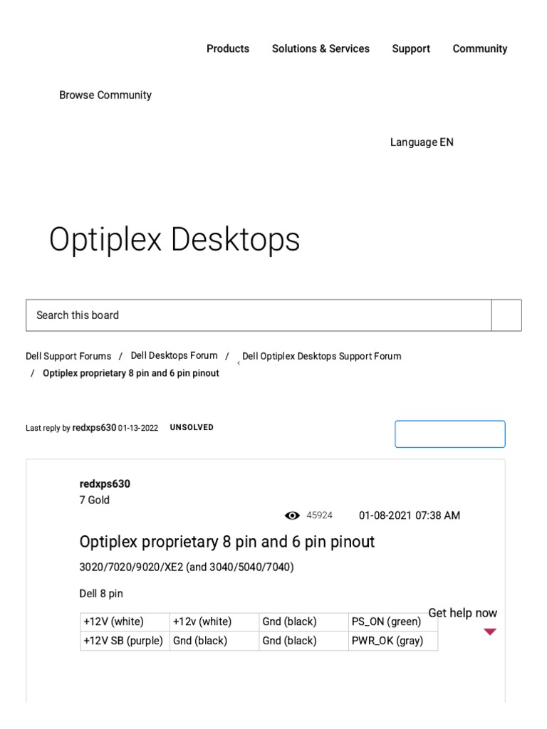 Optiplex Proprietary 8 Pin and 6 Pin Pinout - Dell Community | PDF