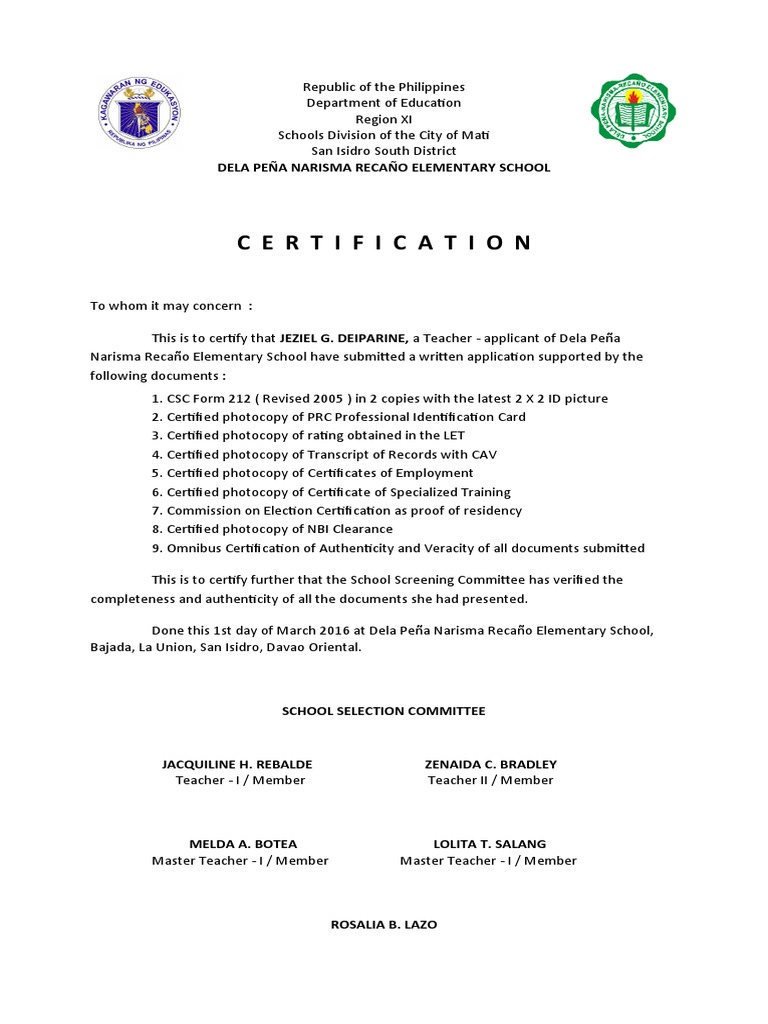 Teacher Certification Application Summary | PDF | Government ...