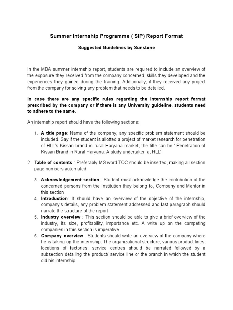 SIP Report Format | PDF