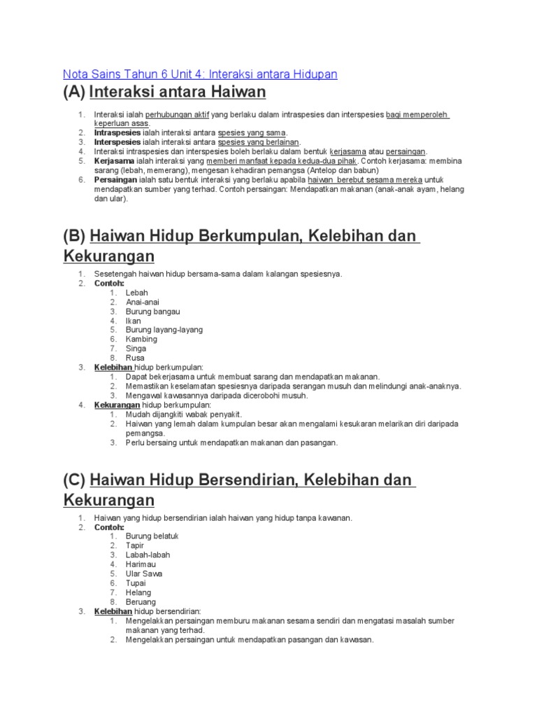 Nota Sains Tahun 6 Unit 4 | PDF