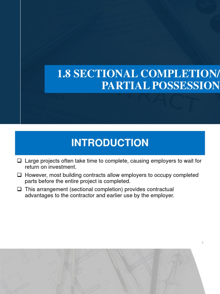 8 Partial Possession Sectional Completion R1 | PDF