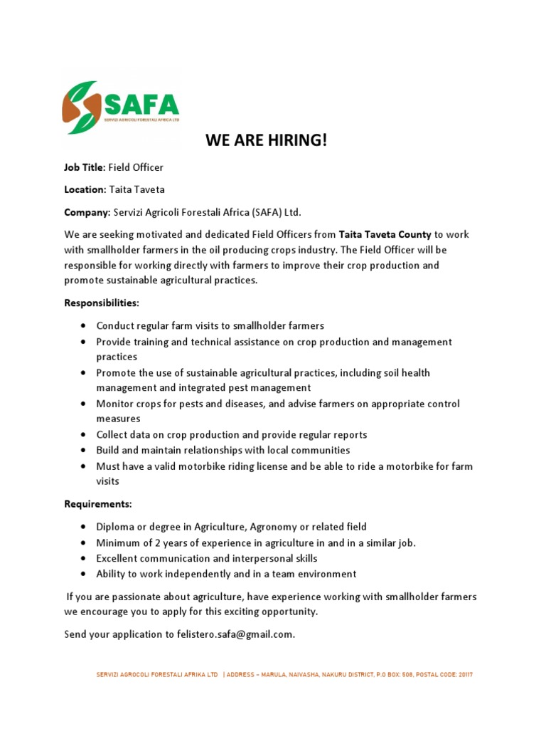 Field Officer Job Opening in Taita Taveta | PDF | Technology & Engineering