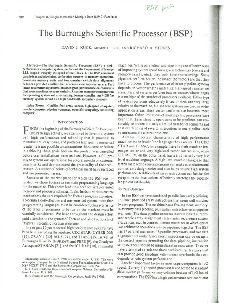 Burroughs Scientific Processor | PDF