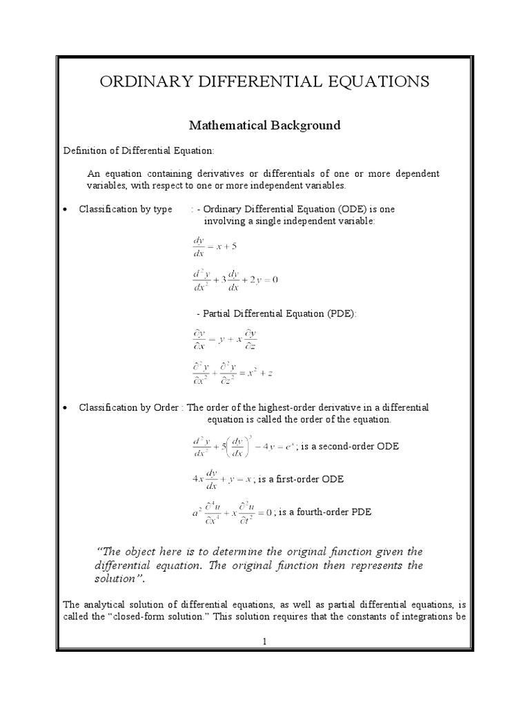 Ordinary Differential Equation | PDF | Differential Equations | Partial Differential Equation