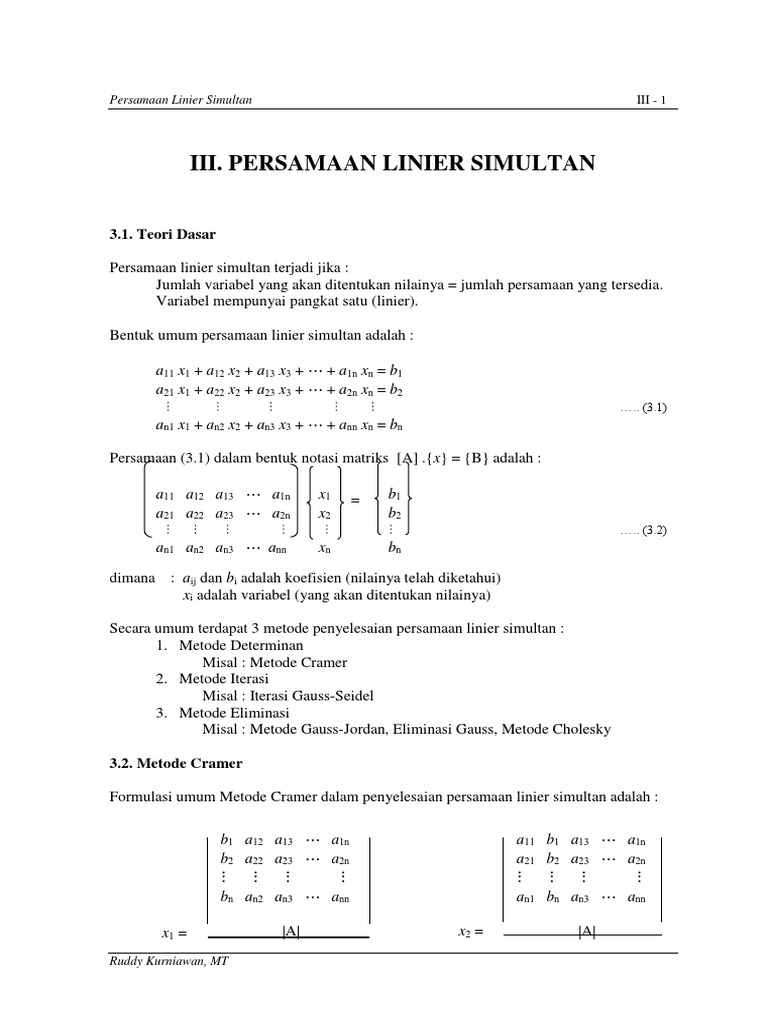 Bab 3 Pers Linier Simultan | PDF