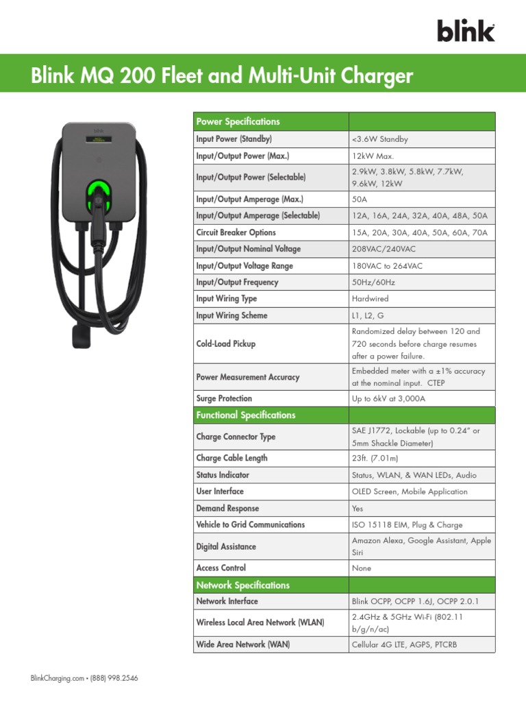 Blink MQ 200 Charger Specifications | PDF