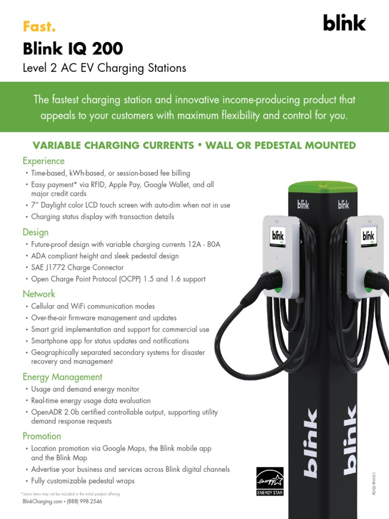 Blink IQ 200: Fast Level 2 EV Charger | PDF | Business | Computers