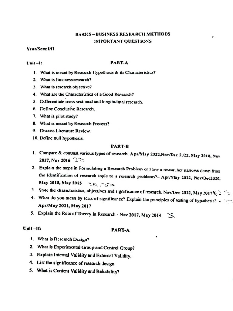 BA4205 BRM All Units 2 Marks and 13 Marks Important Questions | PDF