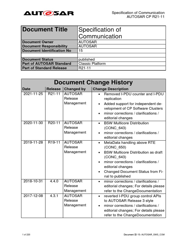 Autosar Sws Com | PDF