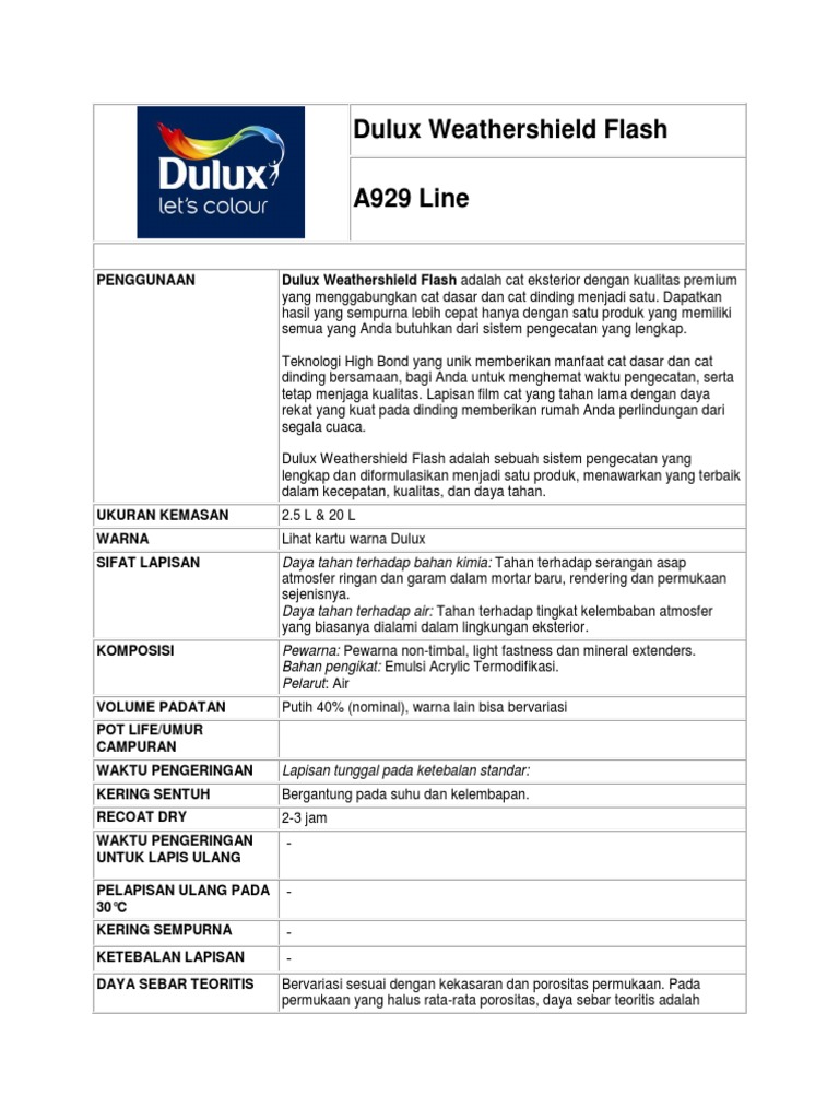 Cat Eksterior Dulux Weathershield Flash | PDF