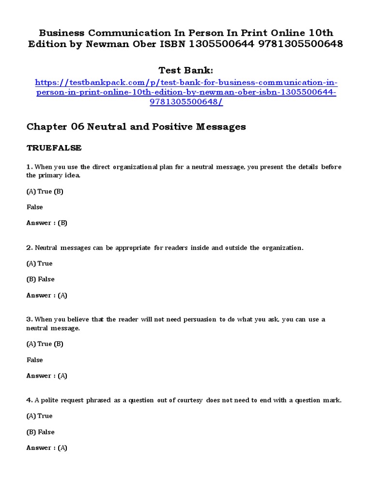 Business Communication in Person in Print Online 10th Edition Newman ...