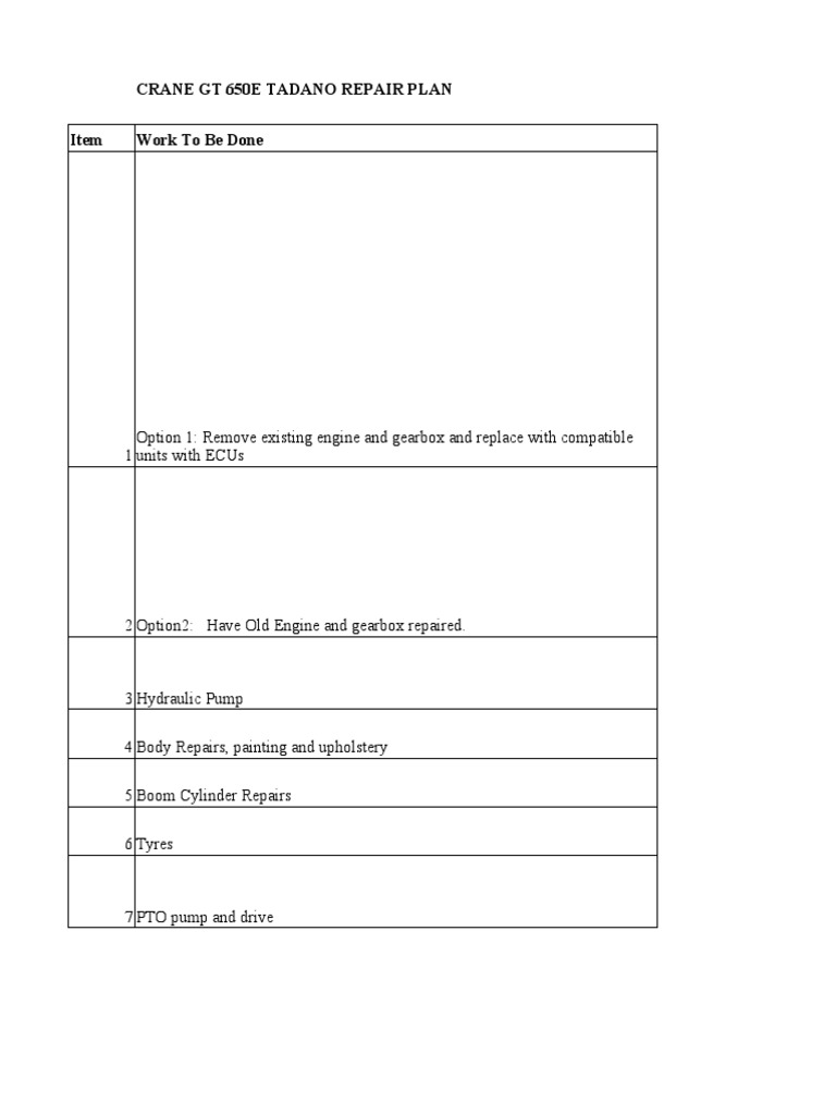 Crane Repair Plan | PDF