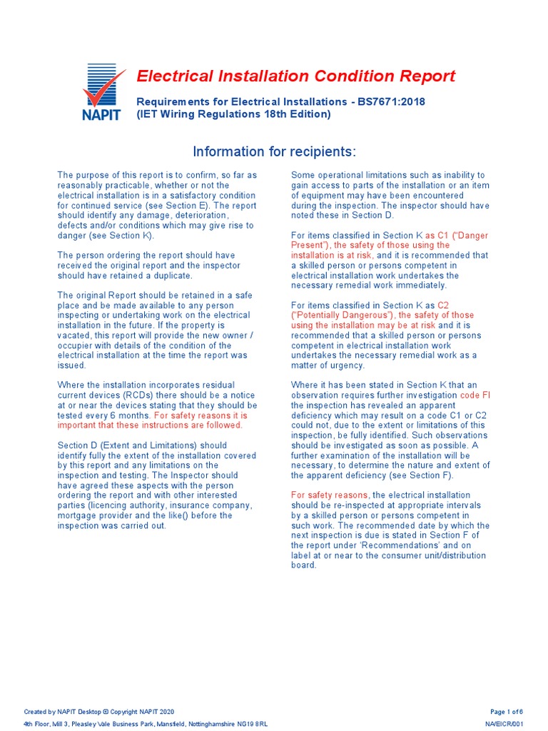Example Failed Eicr | PDF | Electrical Wiring | Manufactured Goods