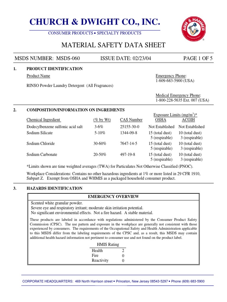 MSDS Rinso Powder | PDF