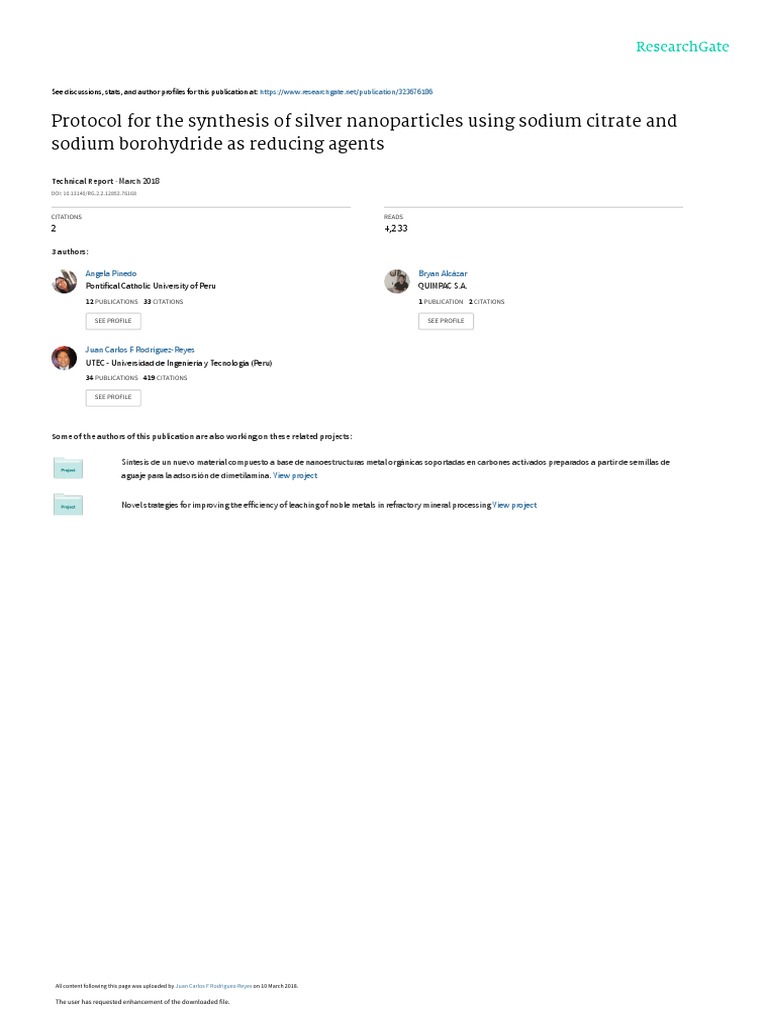Protocol For The Synthesis of Silver Nanoparticles Using Sodium Citrate ...