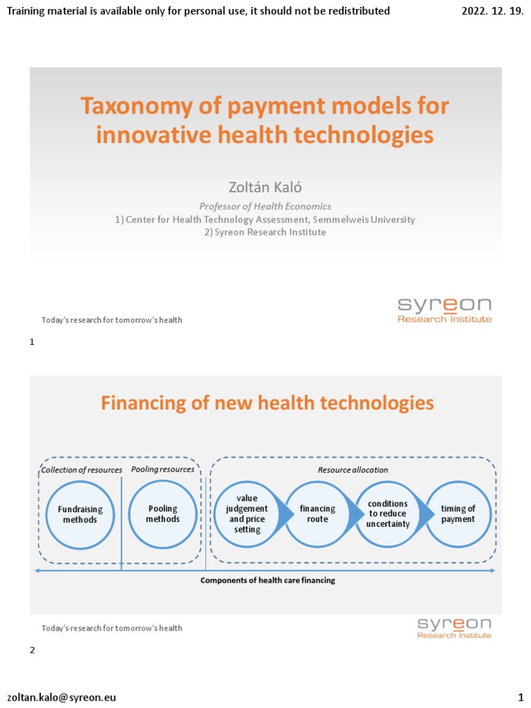 Payment Models For Medicines Taxonomy - 230729 - 085922 | PDF