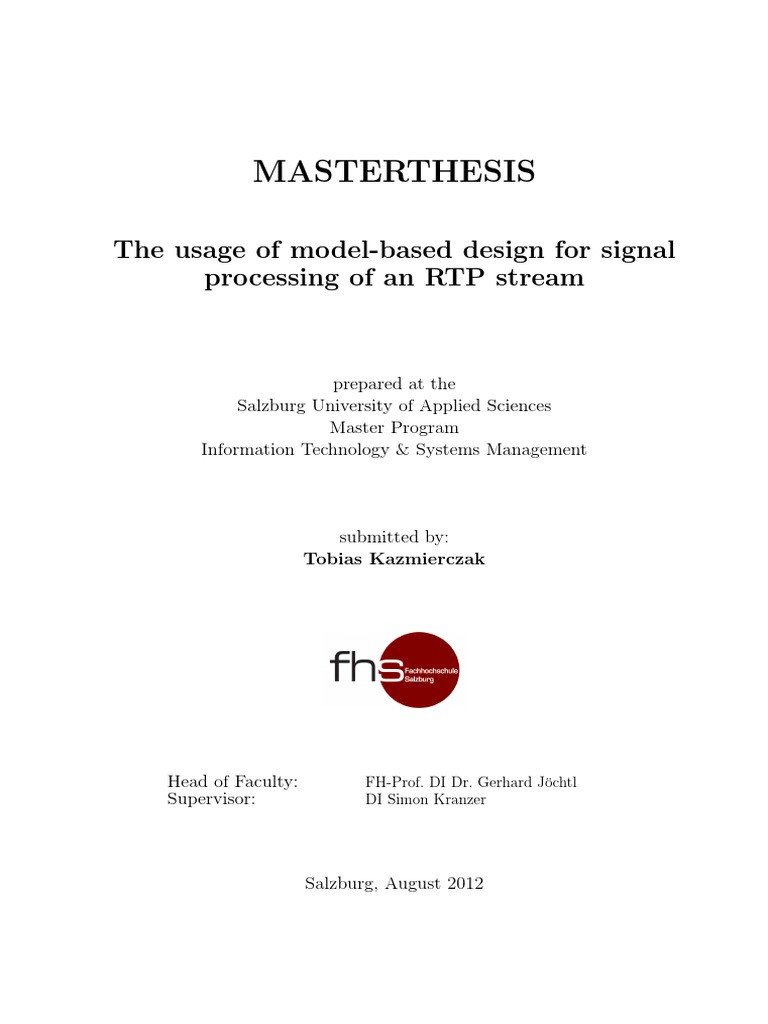 MASTERTHESIS: The Usage of Model-Based Design For Signal Processing of An RTP Stream | PDF ...