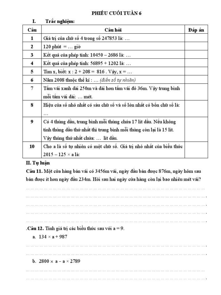 Toán 4-T6B | PDF