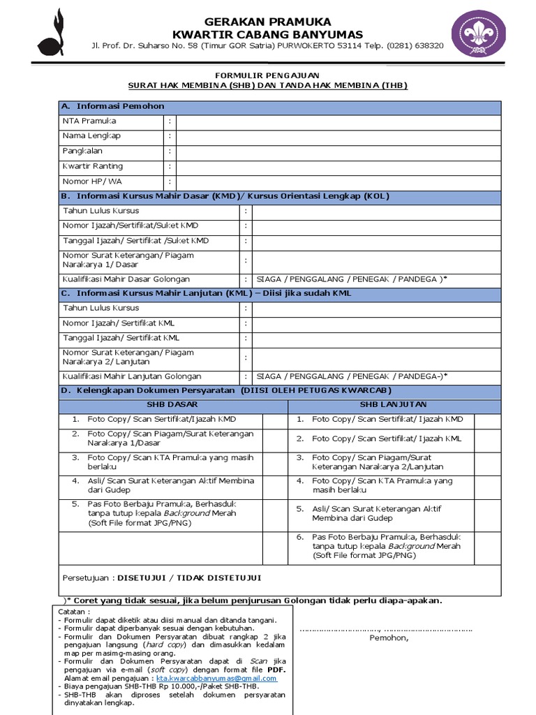 Formulir Pengajuan SHB-THB | PDF
