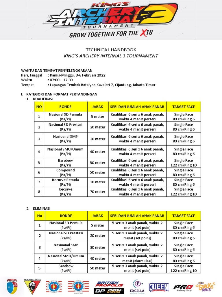 THB KING'S ARCHERY INTERNAL 3 TOURNAMENT - Fix | PDF