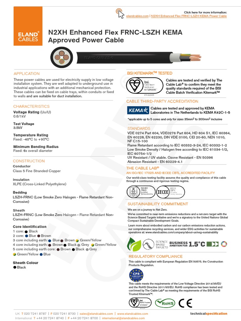 n2xh Enhanced FRNC LSZH Kema Cl5 Power | PDF