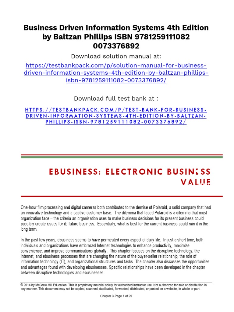 Business Driven Information Systems 4th Edition Paige Baltzan Solutions Manual 1 | PDF