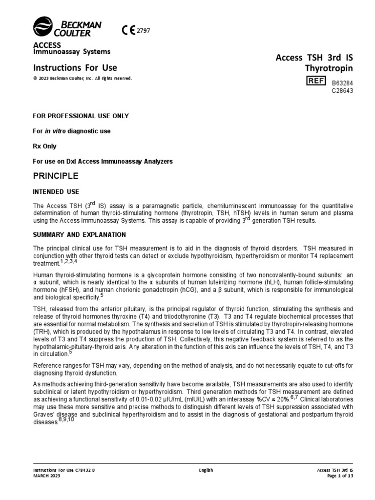 Access 3rd IS TSH - DXL9000 | PDF | Thyroid Stimulating Hormone ...