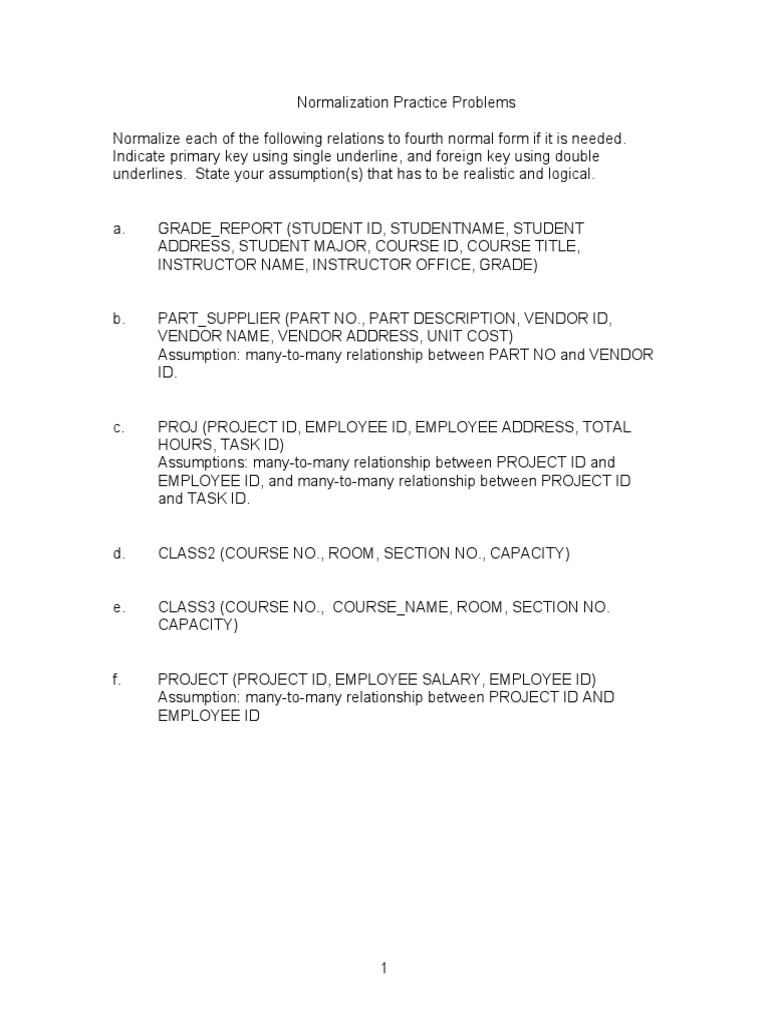 Fourth Normal Form Normalization Exercises | PDF | Teaching Methods ...