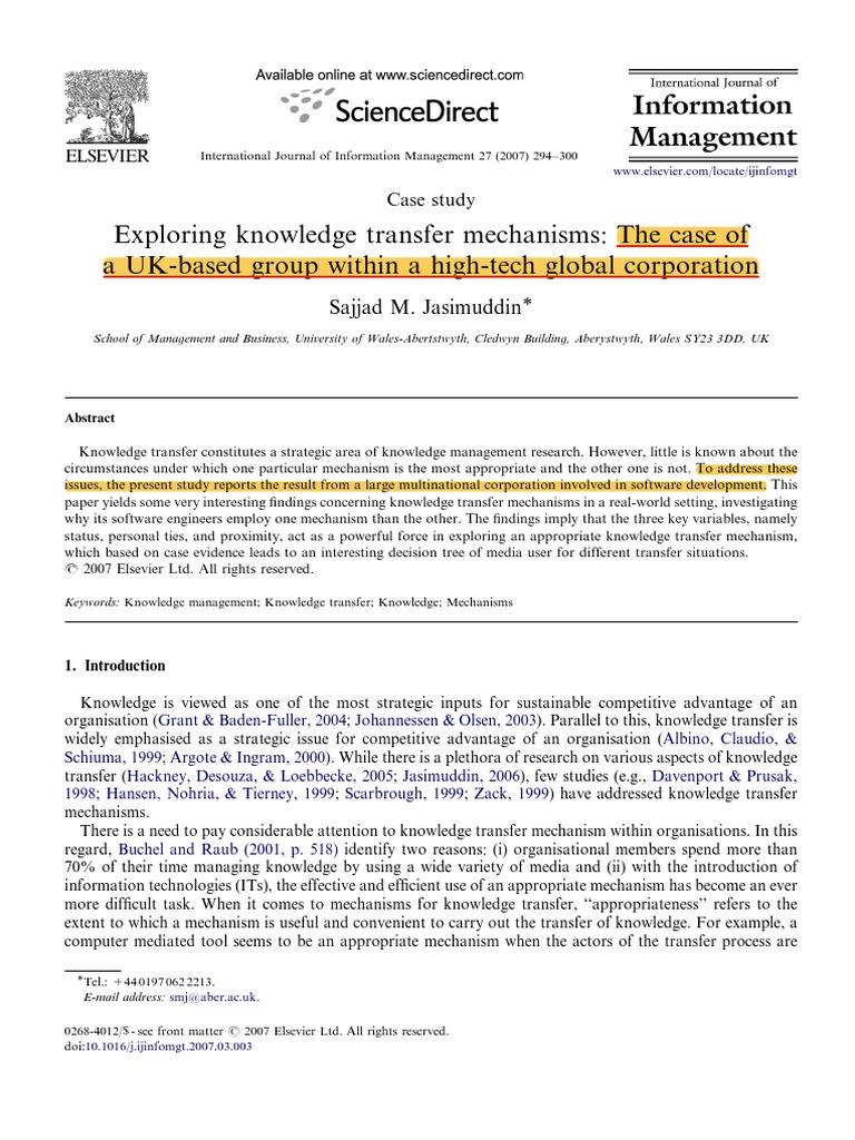 Jasimuddin 2007 | PDF | Tacit Knowledge | Knowledge