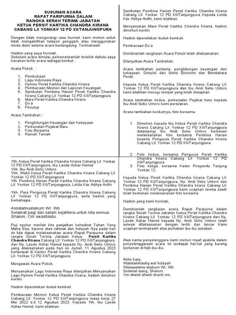 Susunan Acara Rapat Paripurna | PDF