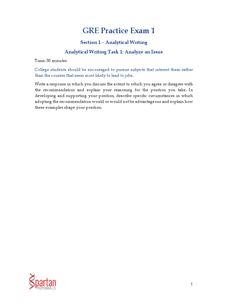 GRE Practice Exam 1 | PDF