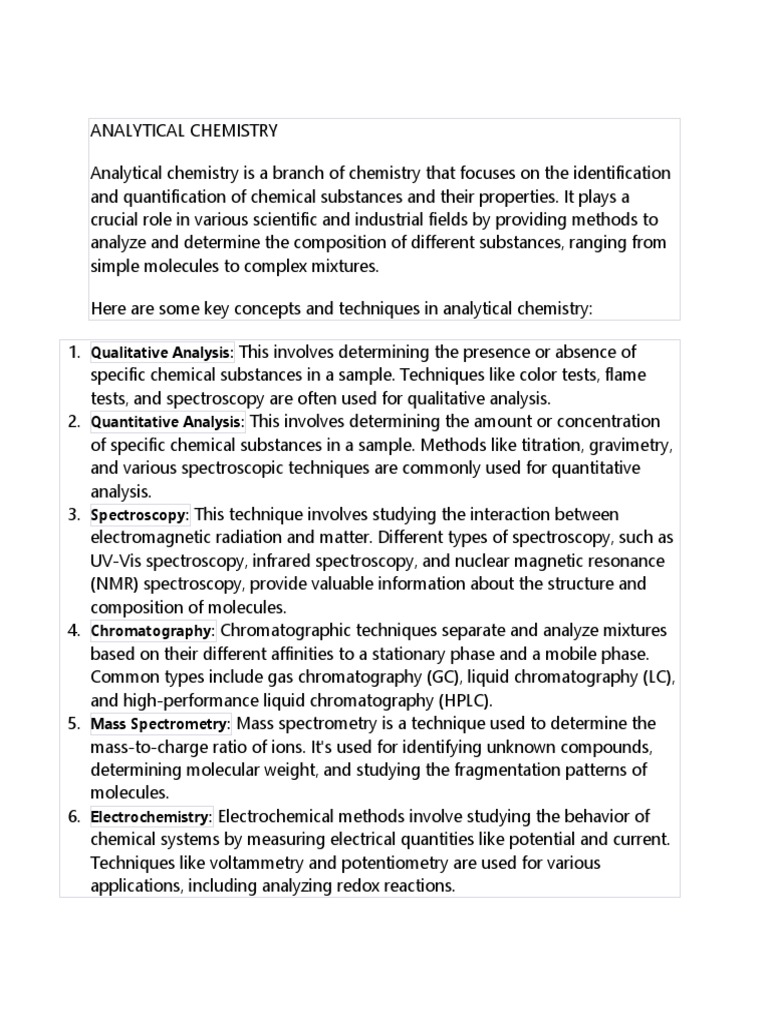 Key Techniques in Analytical Chemistry | PDF