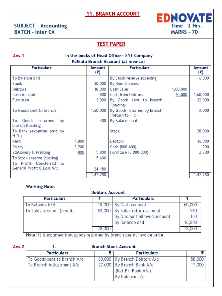 Branch Account Solution - Inter CA | PDF